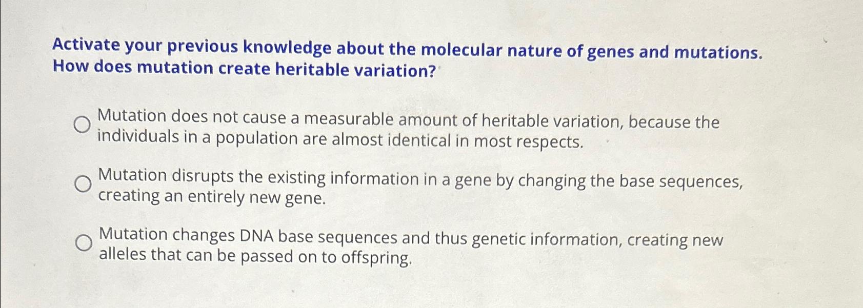 Solved Activate your previous knowledge about the molecular | Chegg.com