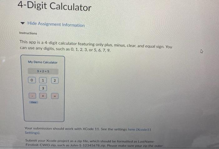 Solved 4-Digit Calculator Hide Assignment Information | Chegg.com