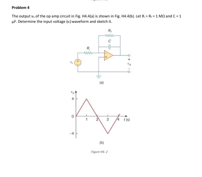 Solved The output v0 of the op amp circuit in Fig. H4.4 (a) | Chegg.com