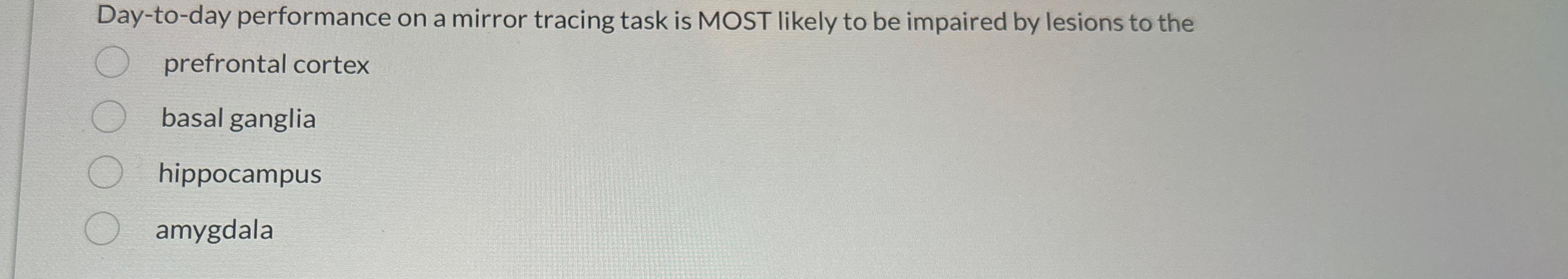 Solved Day-to-day performance on a mirror tracing task is | Chegg.com