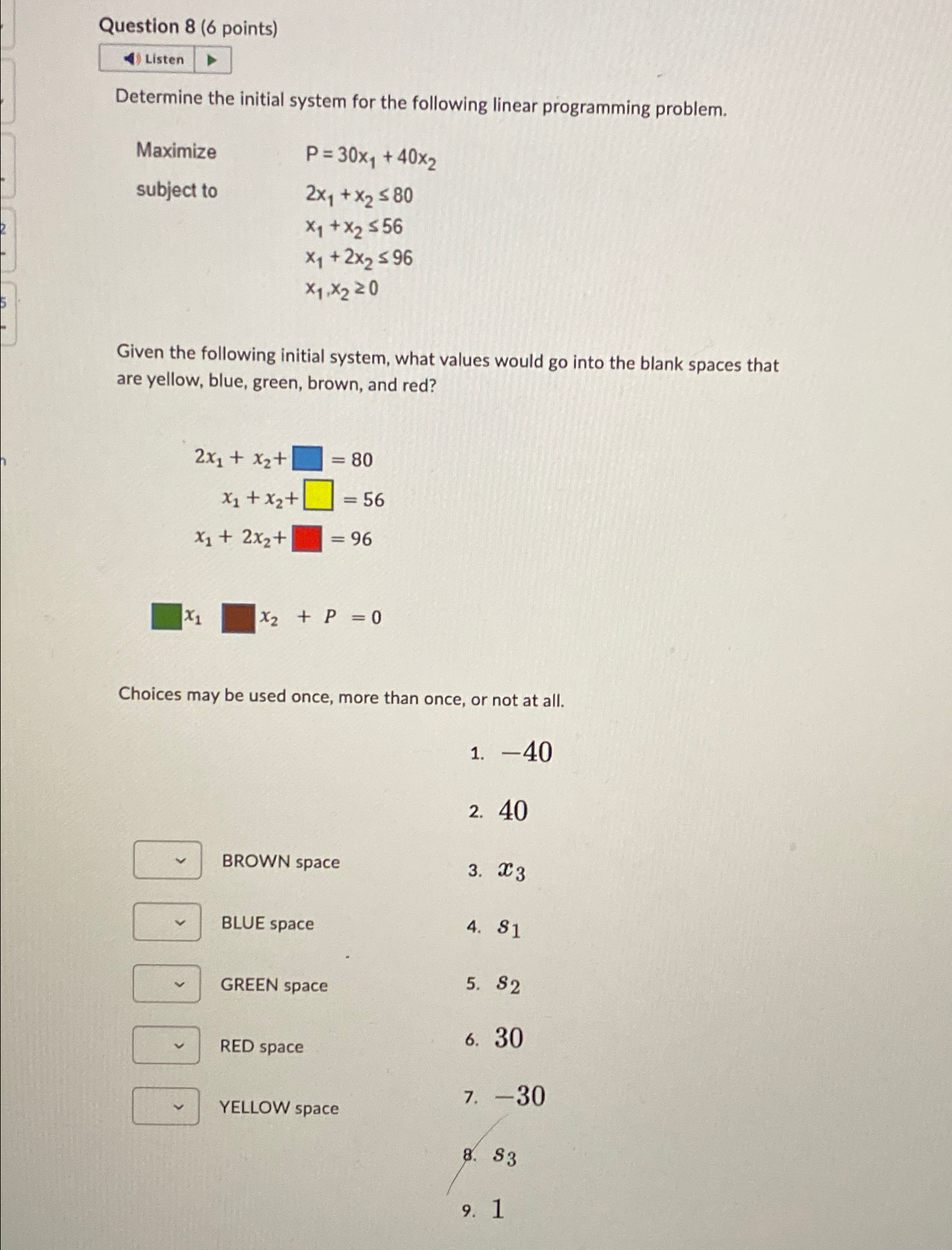 Solved Question 8 ( 6 ﻿points)ListenDetermine the initial | Chegg.com