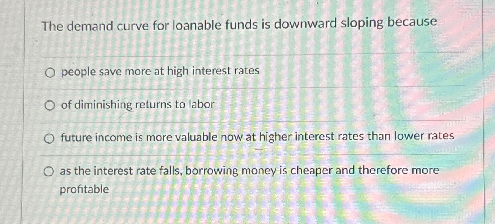 Solved The demand curve for loanable funds is downward | Chegg.com