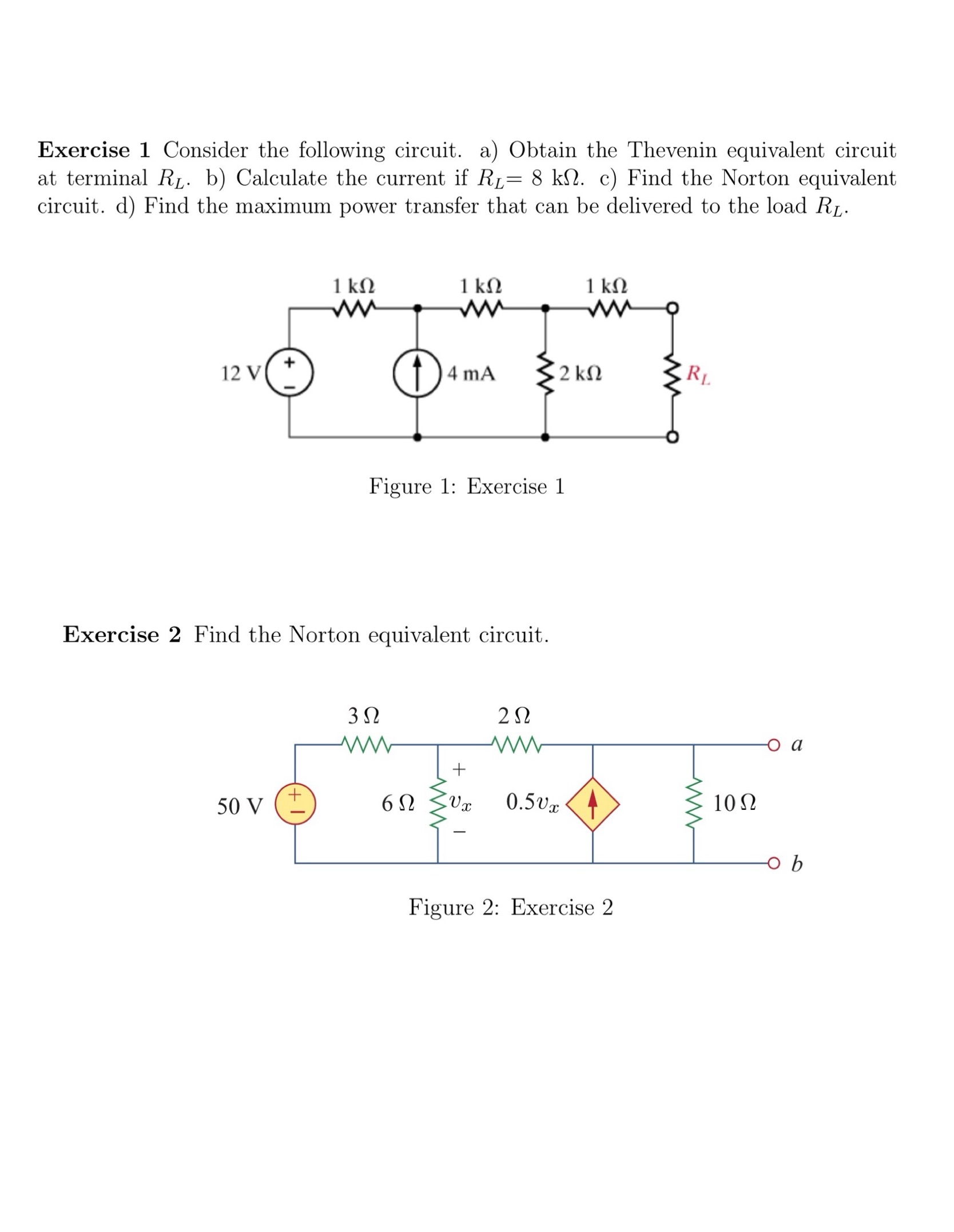 Solved Exercise 1 ﻿Consider the following circuit. | Chegg.com