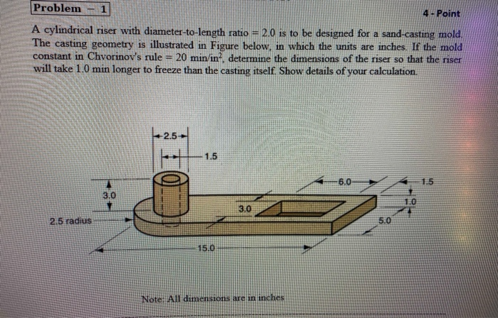 Solved Problem 1 4. Point A cylindrical riser with | Chegg.com