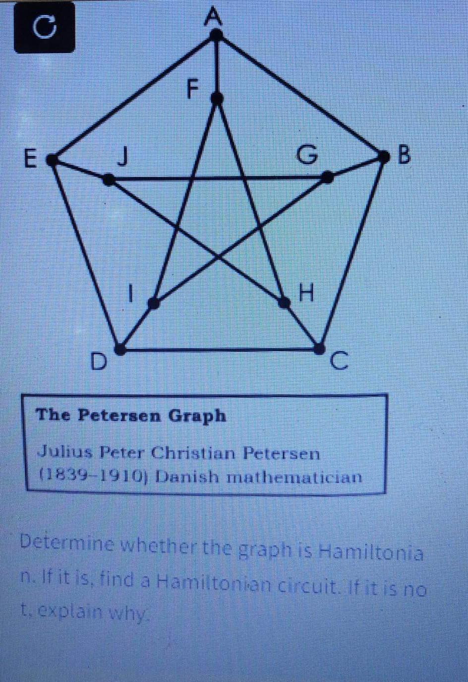 Solved o F E J G B D C The Petersen Graph Julius Peter | Chegg.com
