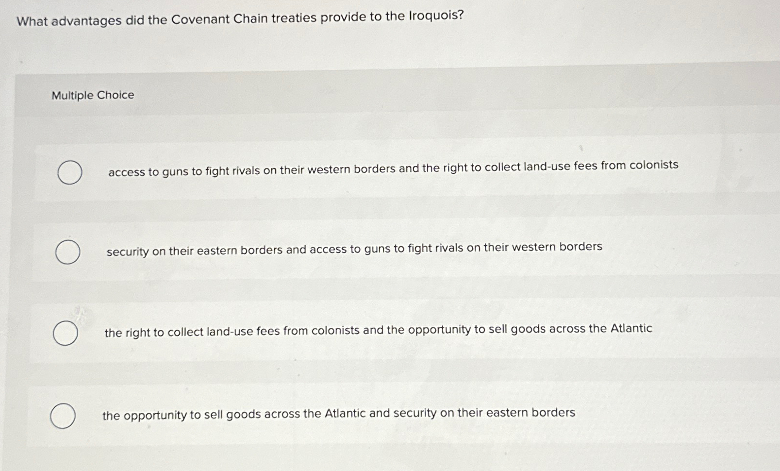 Solved What advantages did the Covenant Chain treaties | Chegg.com