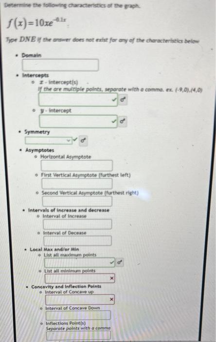 Solved Determine the following charactertstics of the graph. | Chegg.com