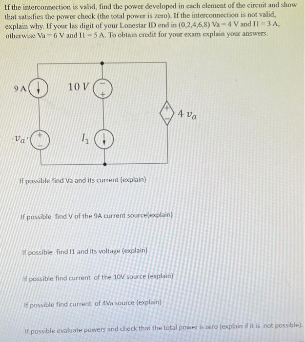 Solved If the interconnection is valid, find the power | Chegg.com