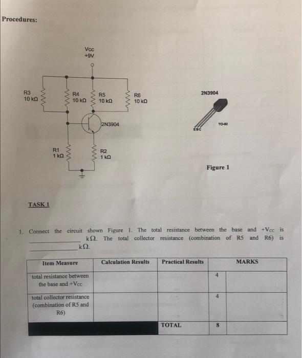 Solved Procedures: Figure 1 TASK 1 1. Connect the circuit | Chegg.com