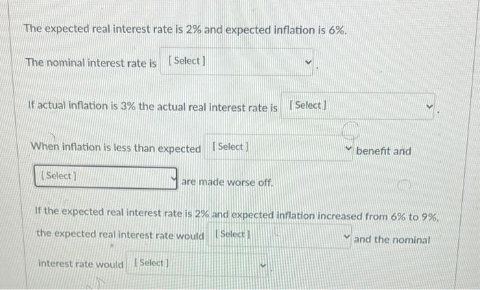 Solved The expected real interest rate is 2% and expected | Chegg.com