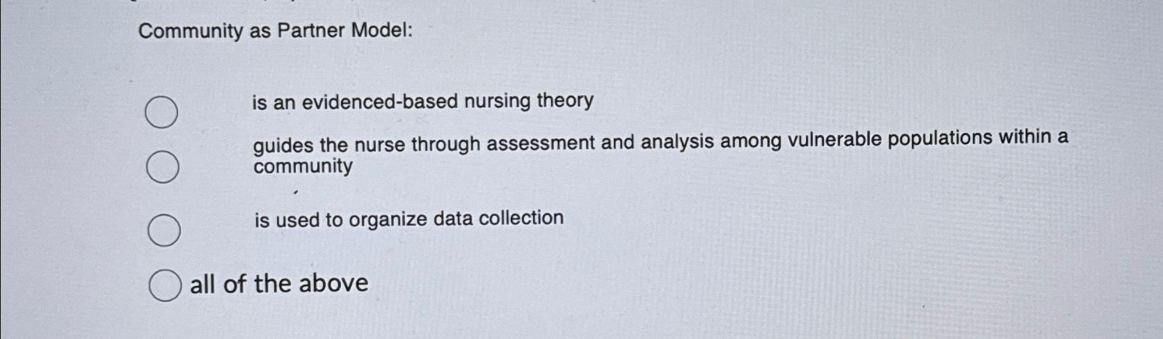 Solved Community as Partner Model:is an evidenced-based | Chegg.com