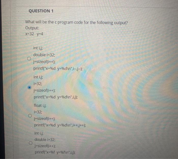 Solved QUESTION 1 What will be the c program code for the | Chegg.com
