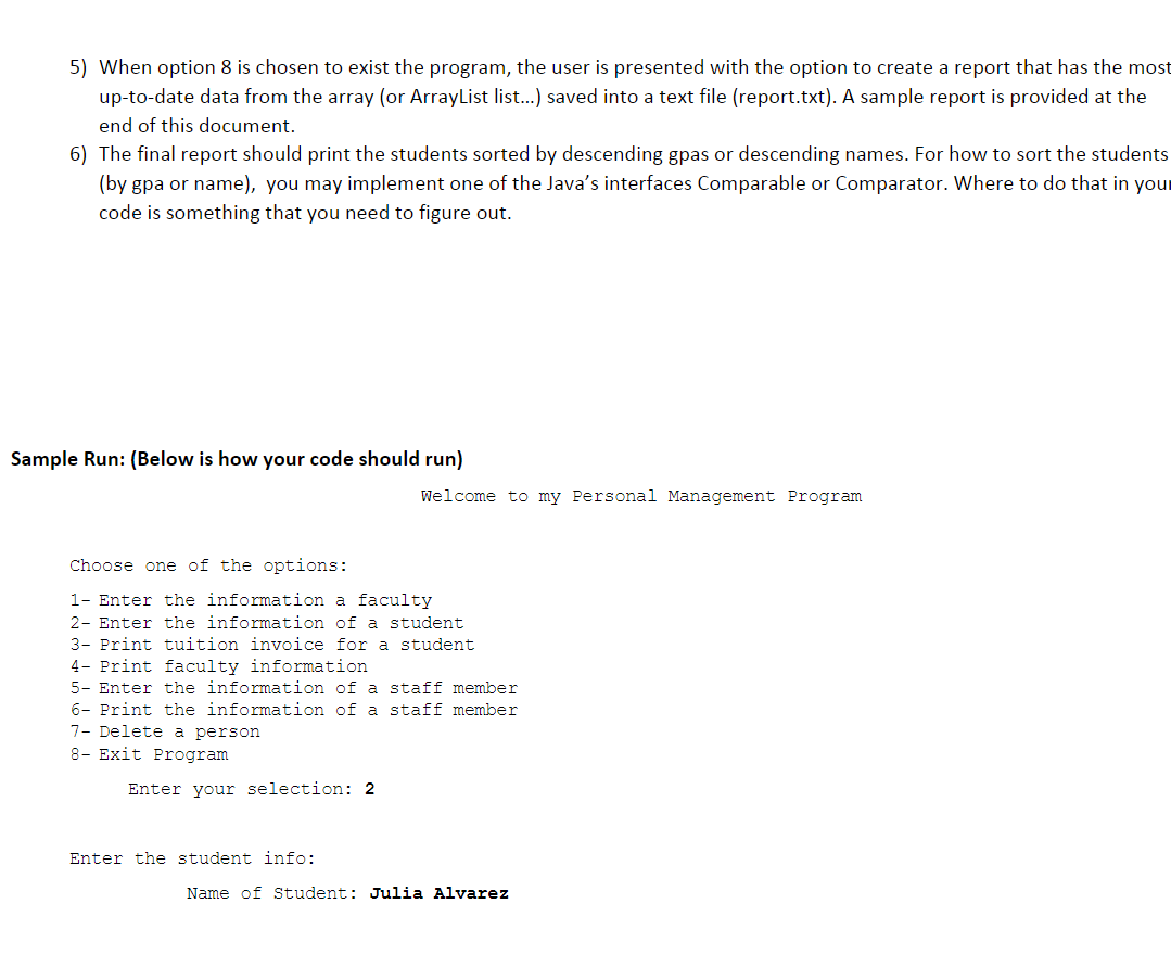 Solved public class FinalProject \{ public static void | Chegg.com