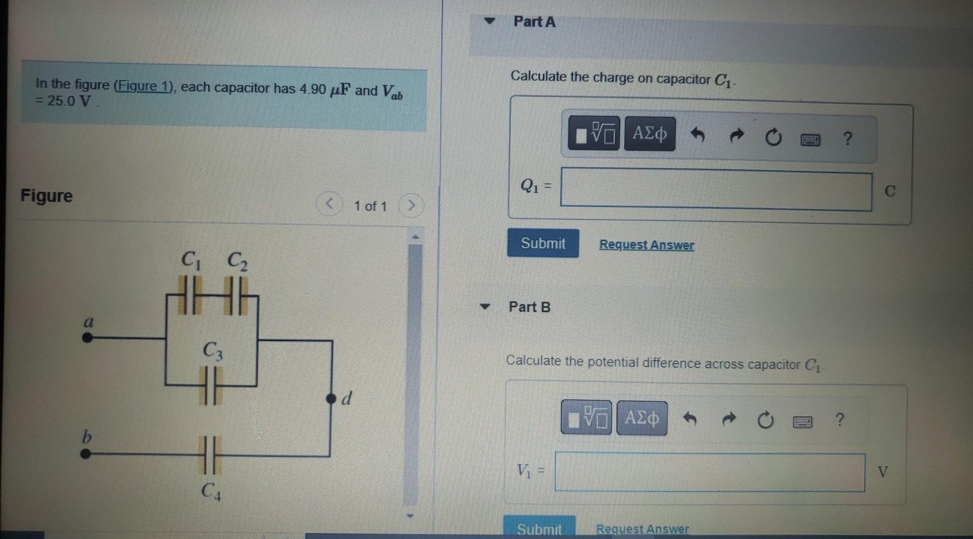 Solved In the figure (Figure 1), each capacitor has 4.90μF | Chegg.com