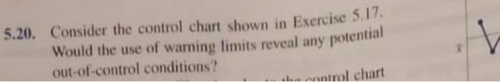 Solved 5.20. Consider the control chart shown in Exercise | Chegg.com