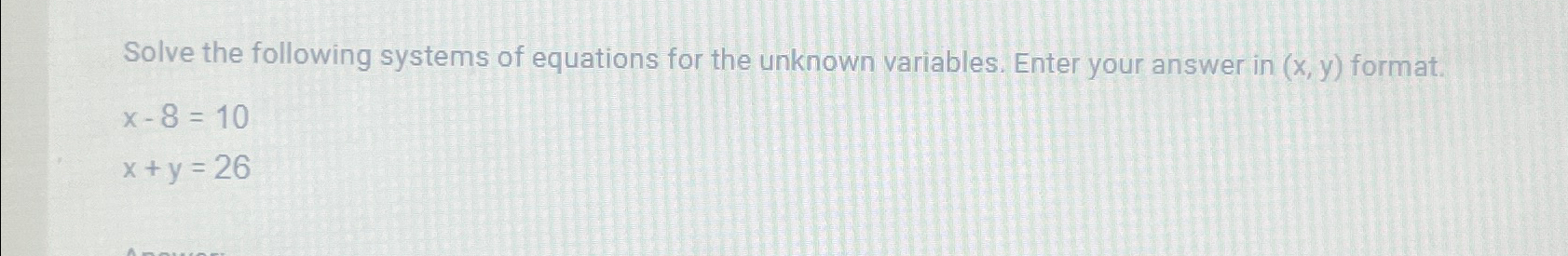 Solved Solve the following systems of equations for the | Chegg.com