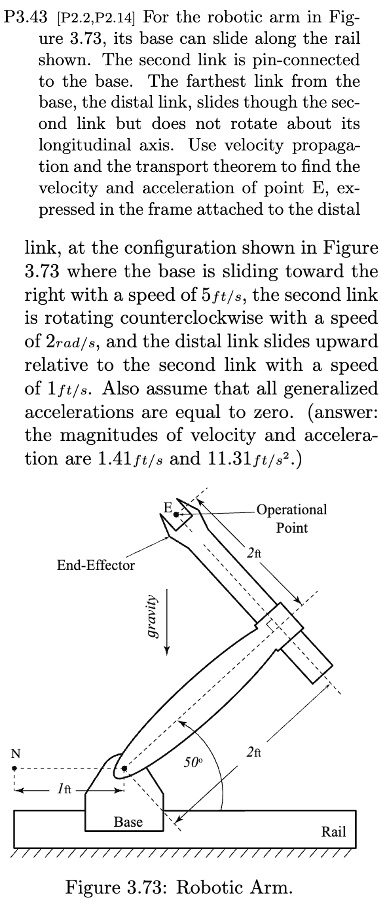 Solved P3.43 [P2.2,P2.14] ﻿For the robotic arm in Fig-ure | Chegg.com