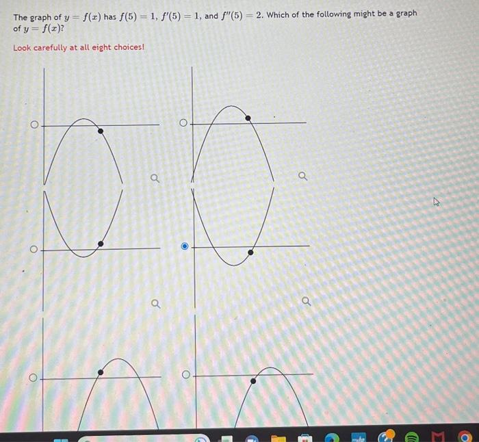 Solved The graph of y=f(x) has f(5)=1,f′(5)=1, and f′′(5)=2. | Chegg.com