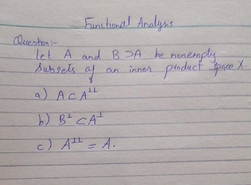 Solved Functional Analysis Cluestion in let A and BJA be | Chegg.com