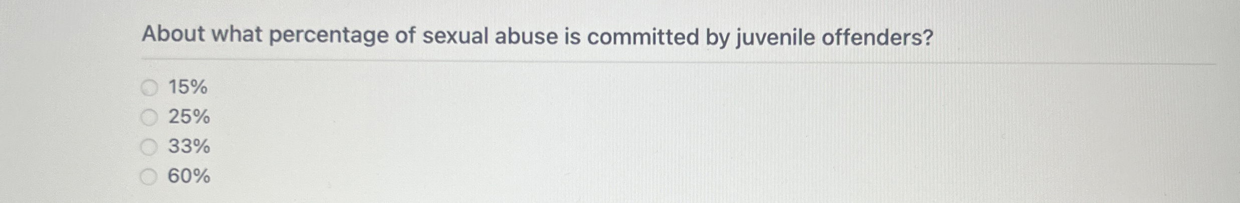 Solved About what percentage of sexual abuse is committed by | Chegg.com