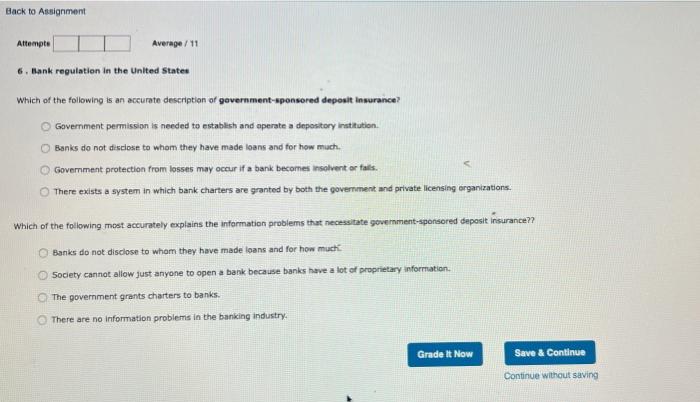 Solved Back to Assignment Attempts Average/11 6. Bank | Chegg.com