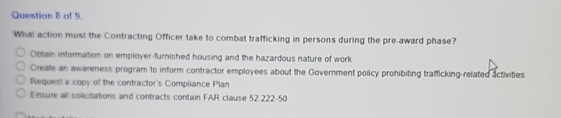 Solved Question 8 ﻿of 9 .What action must the Contracting | Chegg.com