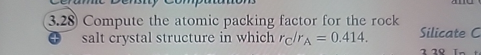 Solved 3.28 ﻿Compute the atomic packing factor for the rock | Chegg.com