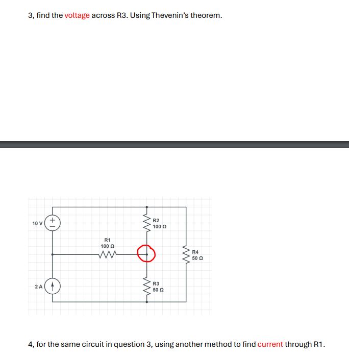 Solved 3, ﻿find the voltage across R3. ﻿Using Thevenin's | Chegg.com