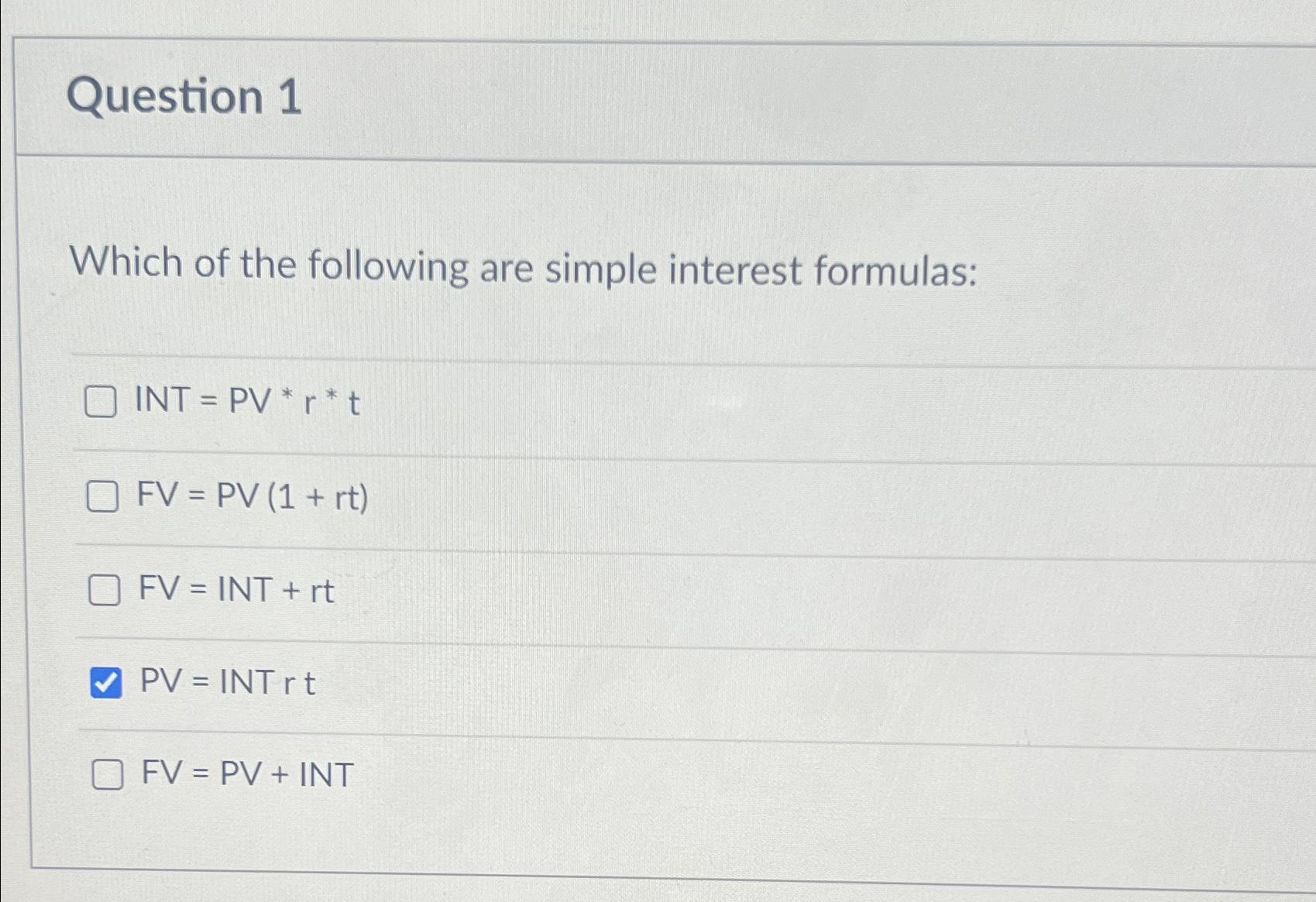 Solved Question 1Which of the following are simple interest | Chegg.com