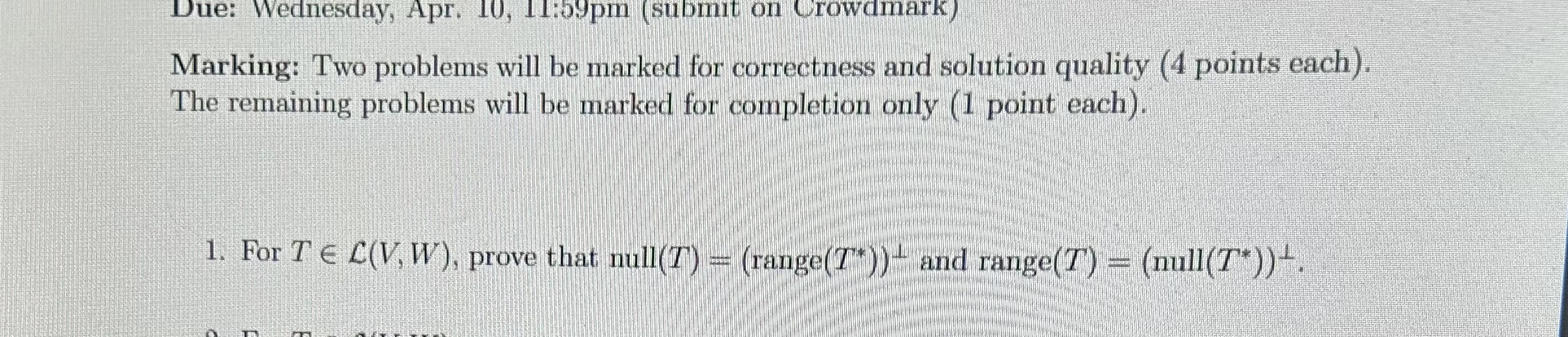Solved Marking: Two problems will be marked for correctness | Chegg.com