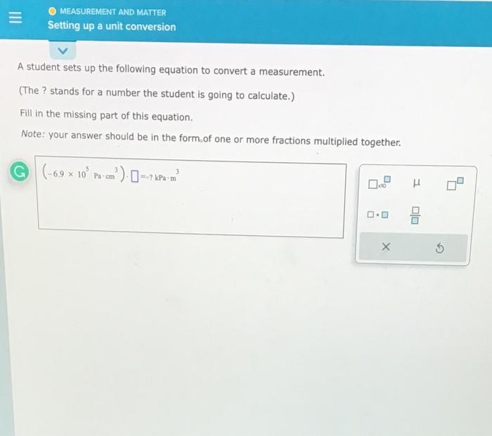 Solved A student sets up the following equation to convert a | Chegg.com