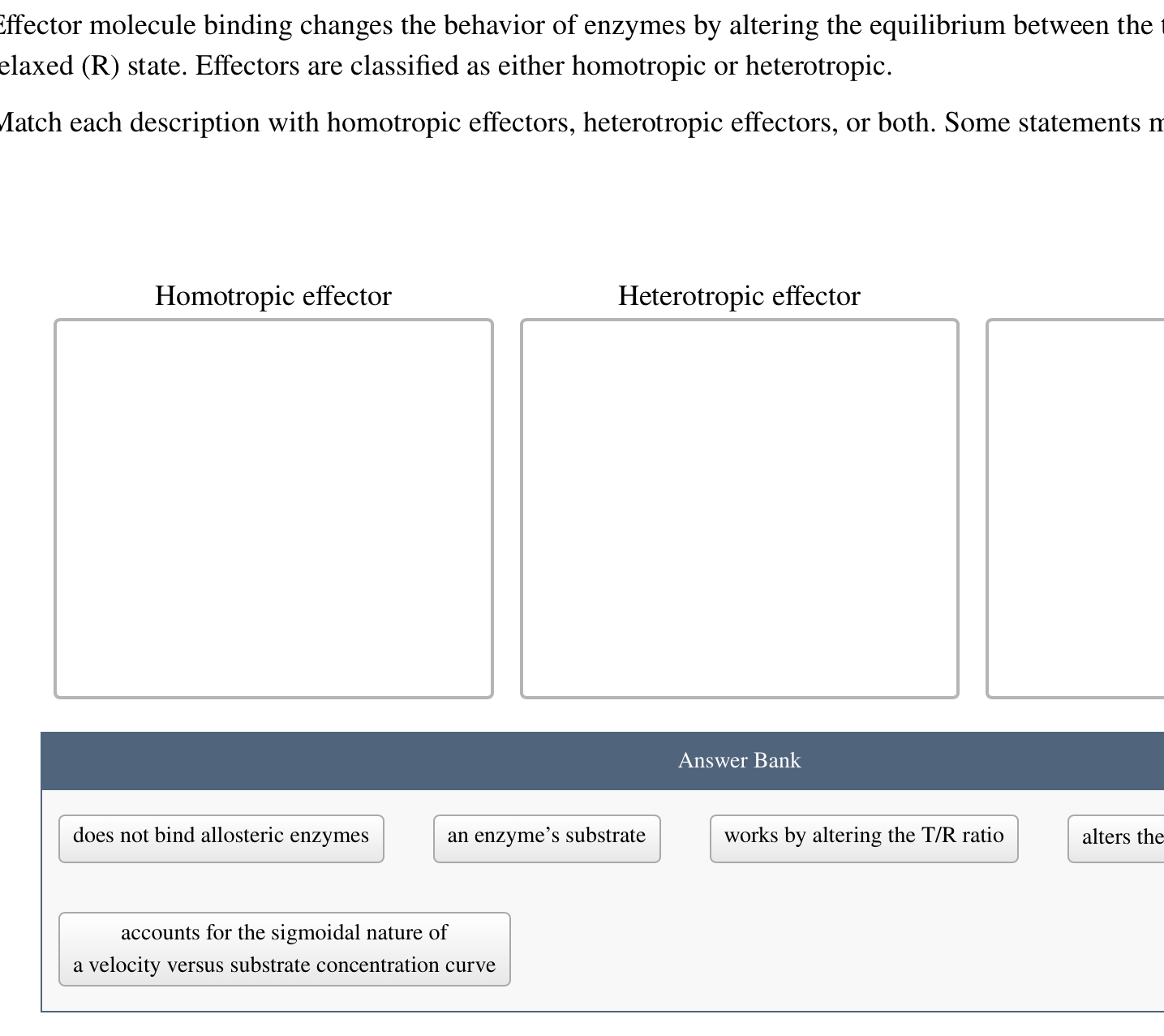 ffector molecule binding changes the behavior of | Chegg.com