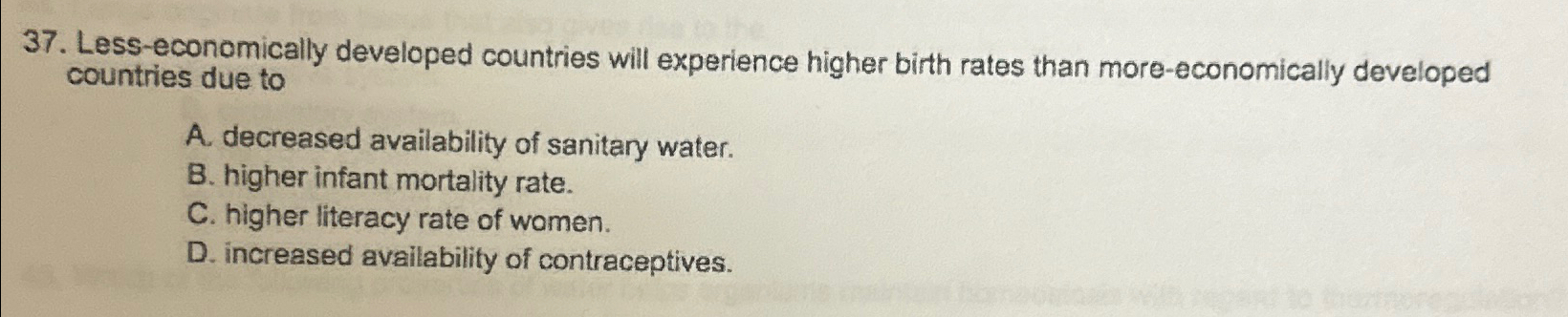 Solved Less-economically developed countries will experience | Chegg.com