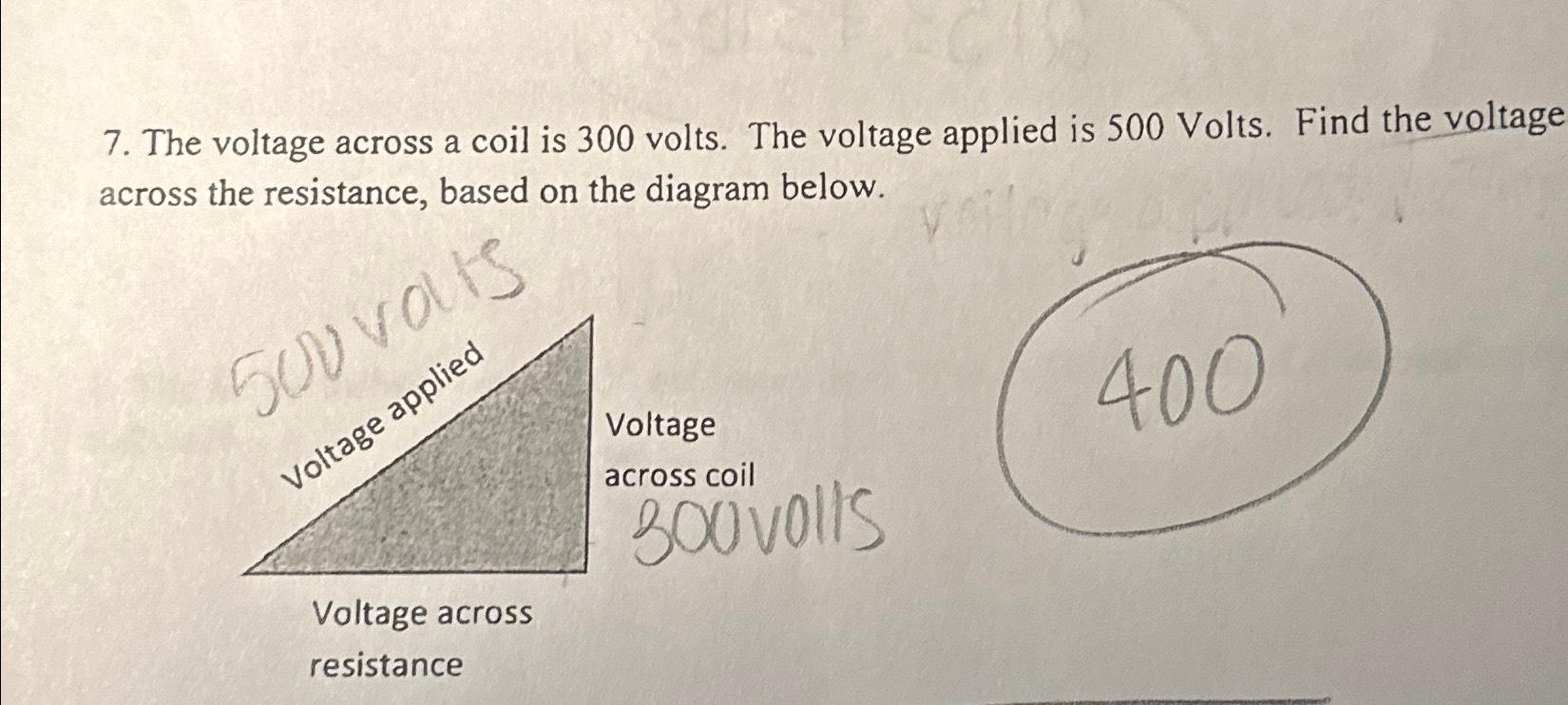Solved The voltage across a coil is 300 ﻿volts. The voltage | Chegg.com