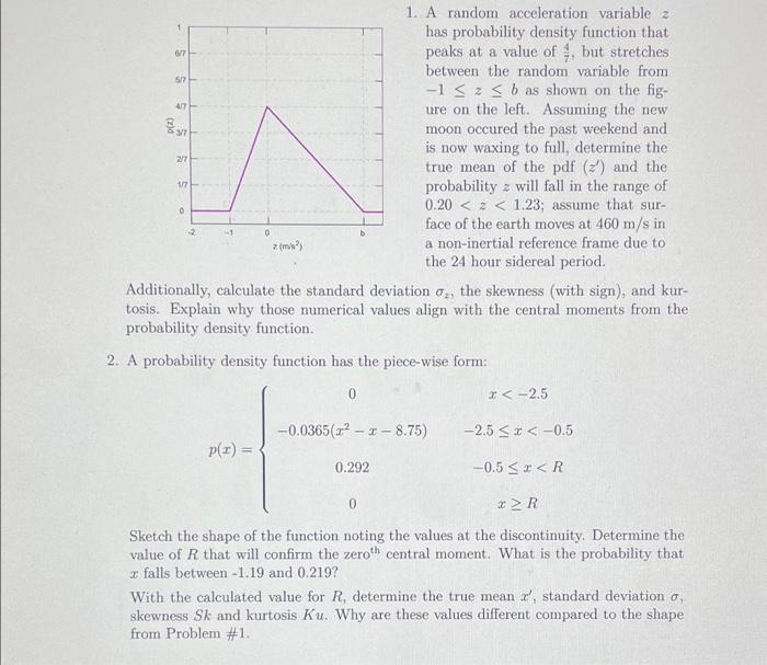 Solved ST 4 (2) +37H 27 17 1. A random acceleration variable | Chegg.com