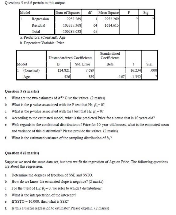 Solved Questions 5 and 6 pertain to this output. a. | Chegg.com