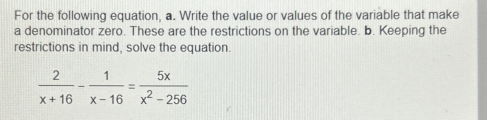 Solved For the following equation, a. ﻿Write the value or | Chegg.com