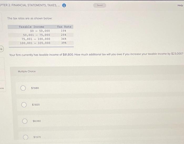 Solved „PTER 2 FINANCIAL STATEMENTS, TAXES, Saved Help The | Chegg.com Solved „PTER 2 FINANCIAL STATEMENTS, TAXES, Saved Help The | Chegg.com