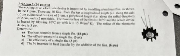 Solved Problem 2 ( 30 points) The cooling of an electronic | Chegg.com