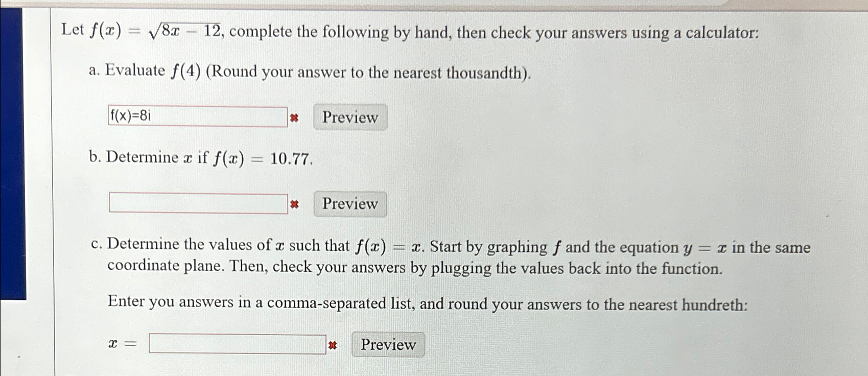 Solved Let f(x)=8x-122, ﻿complete the following by hand, | Chegg.com