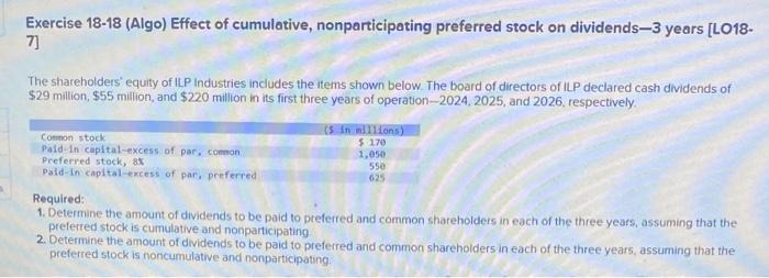 Solved Exercise 18-18 (Algo) Effect of cumulative, | Chegg.com
