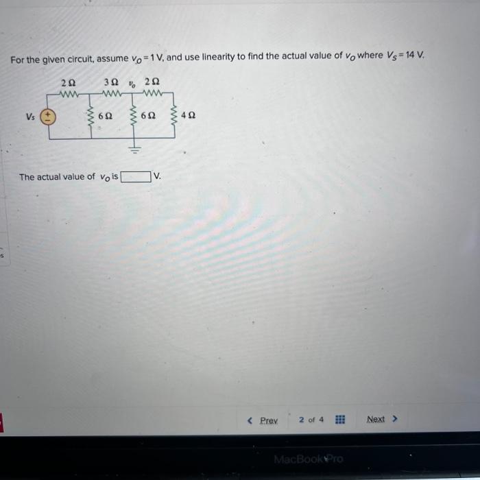 Solved S For the given circuit, assume vo=1 V, and use | Chegg.com