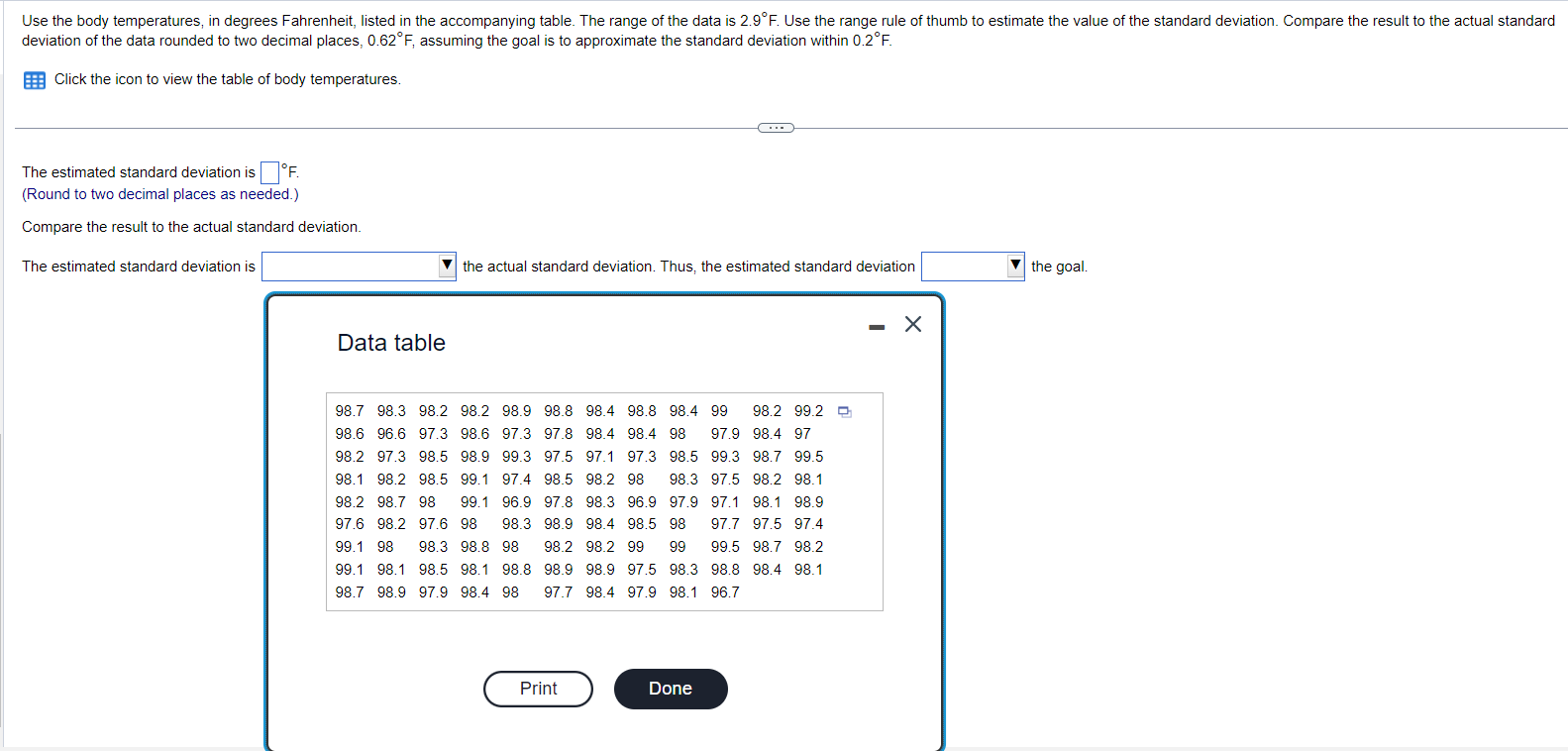 Solved deviation of the data rounded to two decimal places, | Chegg.com