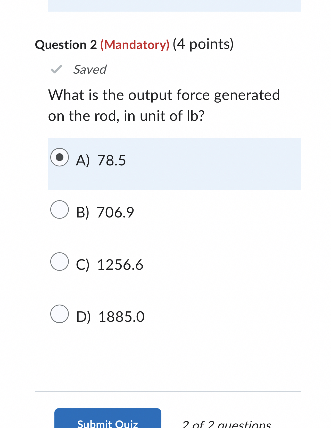 Solved Question 2 (Mandatory) (4 ﻿points) ﻿SavedWhat is the | Chegg.com