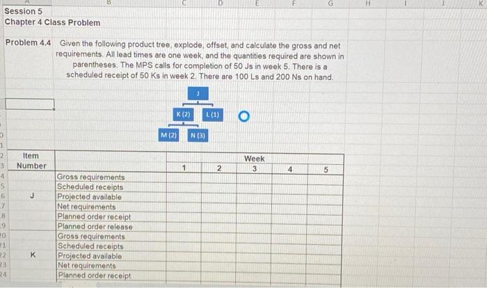 Solved 4 Given the following product tree, explode, offset, | Chegg.com