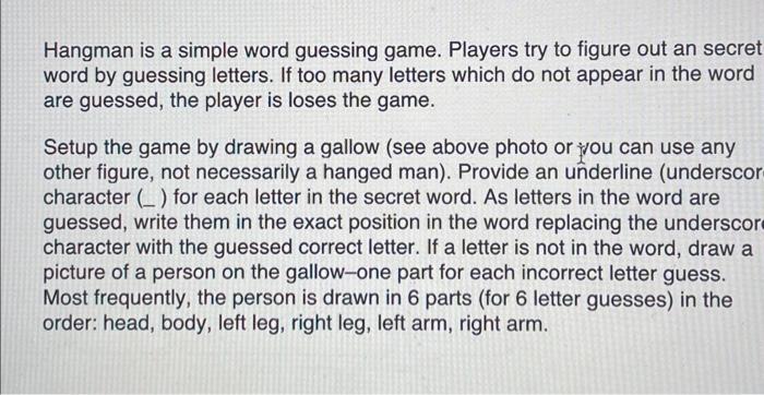 Solved Part A Design A Hangman Game Using Arrays Methods