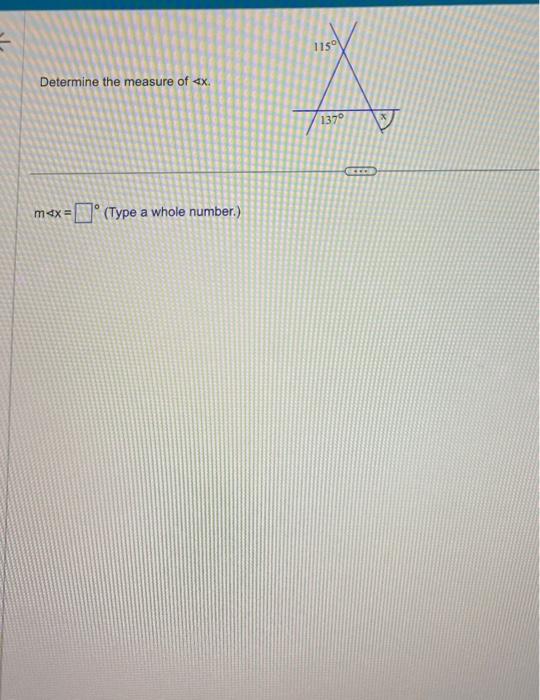 Solved Determine the measure of \( \varangle x \). m4x= | Chegg.com
