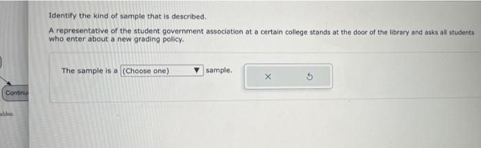 Solved tinu Identify the kind of sample that is described. A | Chegg.com