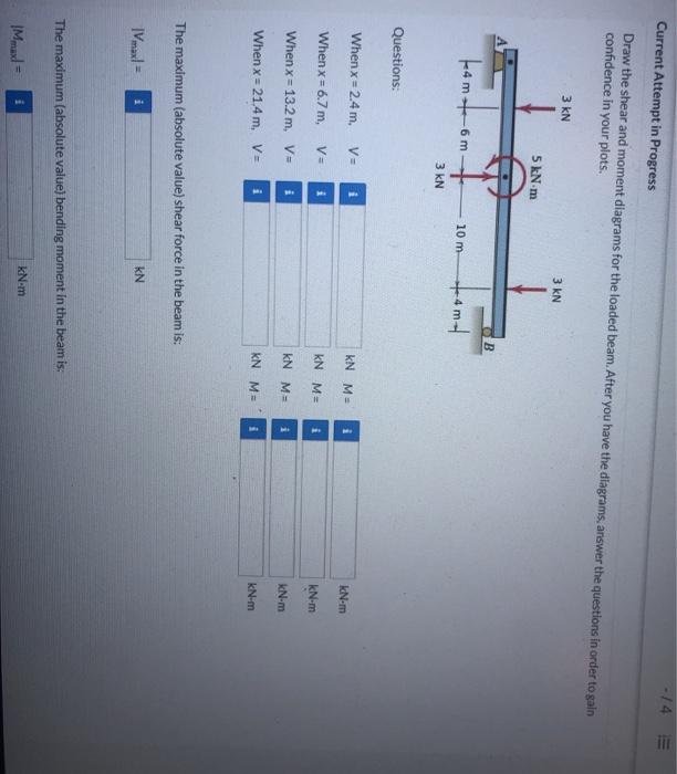 Solved Current Attempt in Progress HID Draw the shear and | Chegg.com