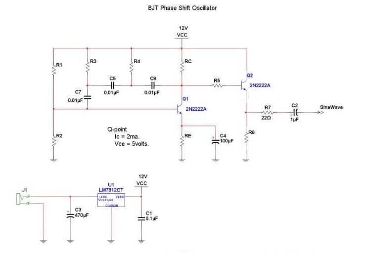 Solved BJT Phase Shift Oscillator 12V VCC R3 R4 RC w R1 w w | Chegg.com